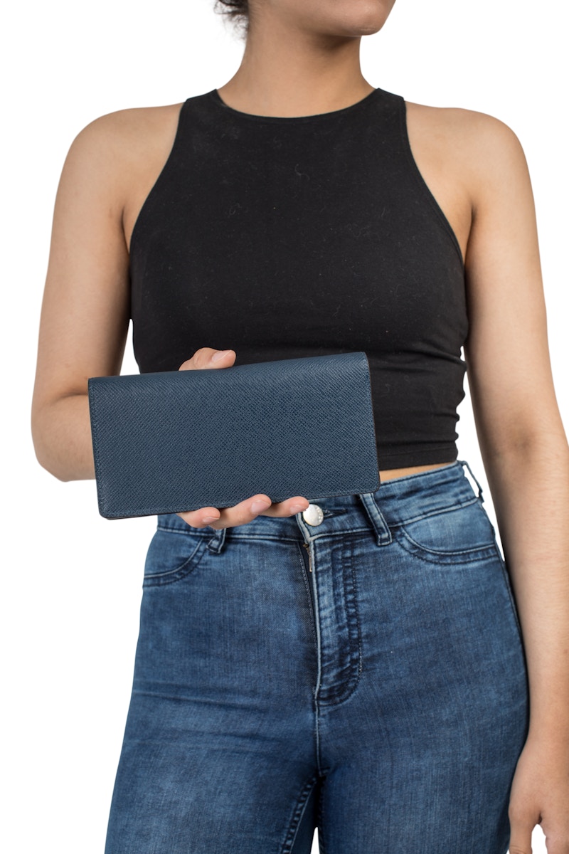 Louis Vuitton Brazza Taiga Blue in Leather with Brass - US