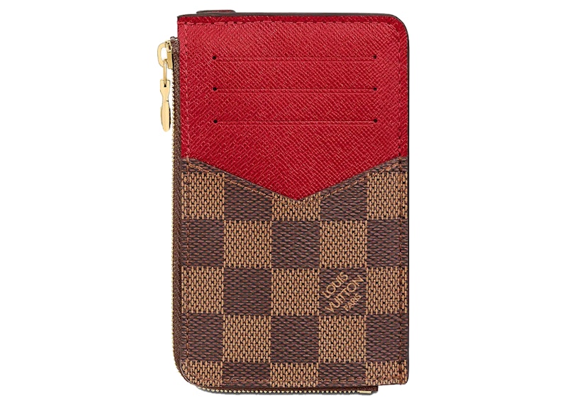 Louis Vuitton Card Holder Recto Reverso Damier Ebene Red In Coated