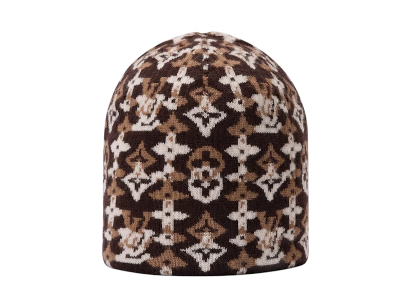 Louis Vuitton Crush Monogram Overlap Beanie Brown Men's - US