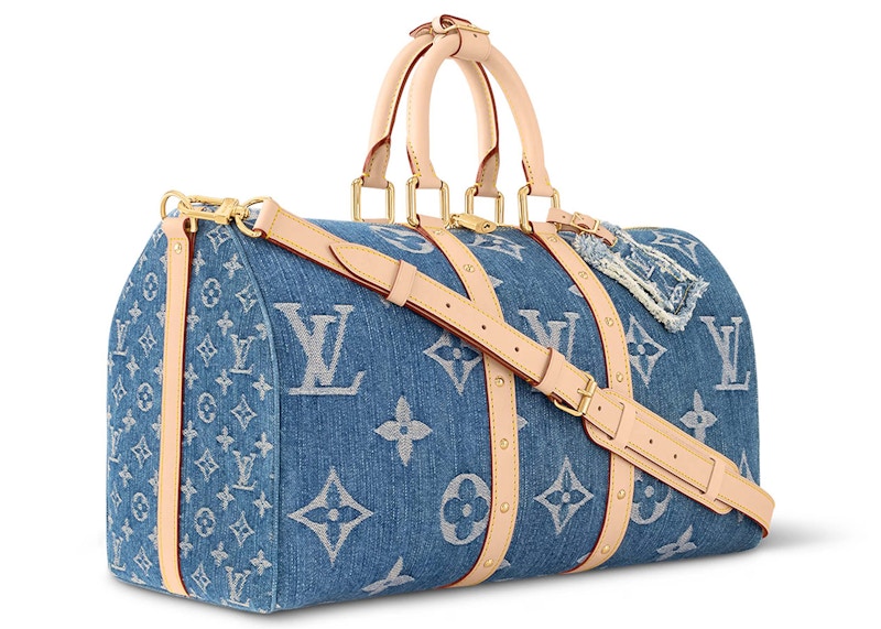 Louis Vuitton Keepall Bandouliere 45 Monogram Denim Blue in Cotton ...