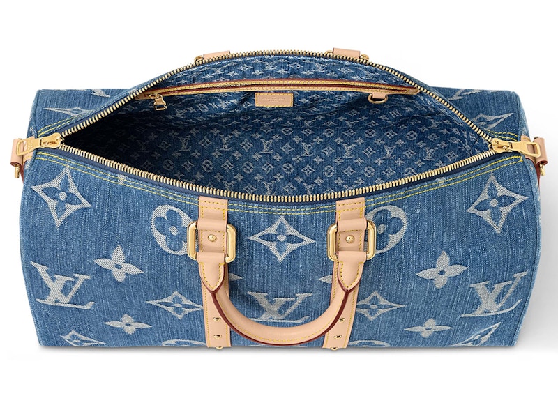 Louis Vuitton Keepall Bandouliere 45 Monogram Denim Blue in Cotton ...