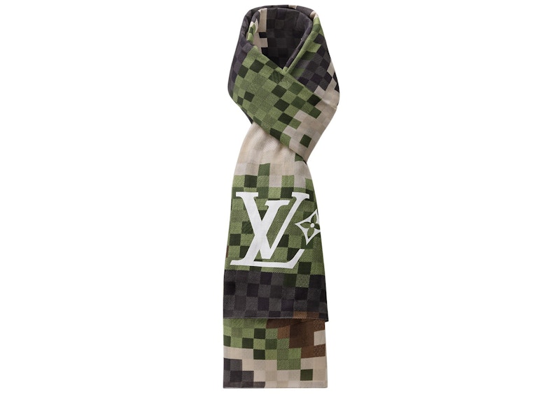 Louis Vuitton LV Lovers Damier Damoflage Stole Green in Silk - US