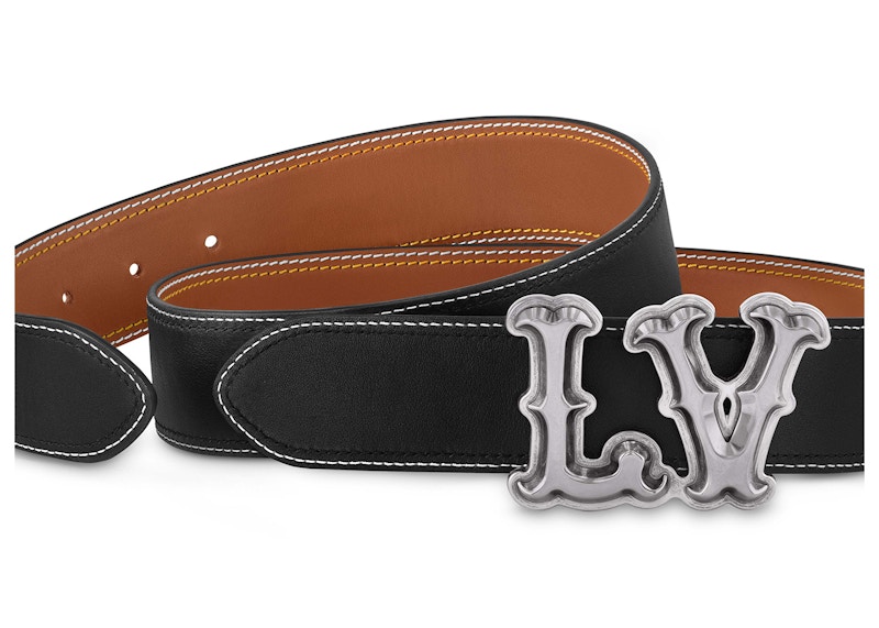 Louis Vuitton LV Ranch 40mm Reversible Belt Black in Leather with Aged ...