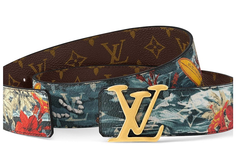 Louis Vuitton LV Tag 40mm Reversible Belt Blue in Canvas with Gold-tone ...