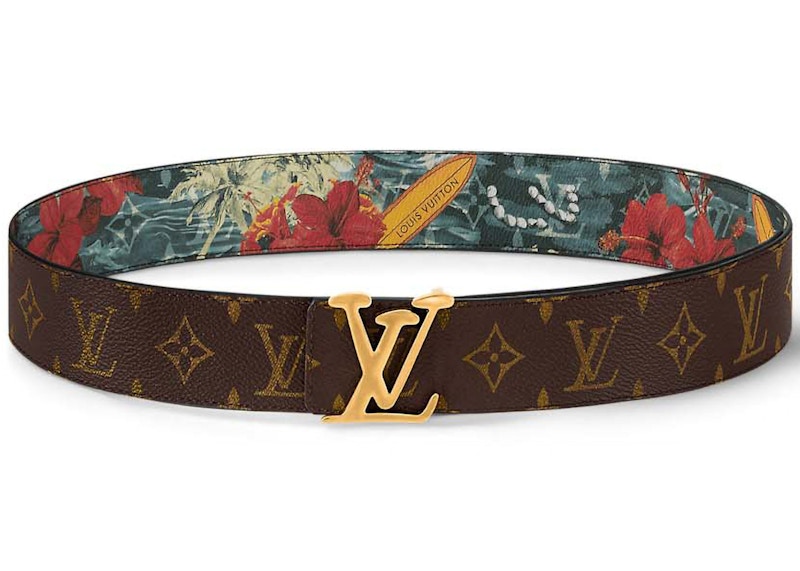 Louis Vuitton LV Tag 40mm Reversible Belt Blue in Canvas with Gold-tone ...