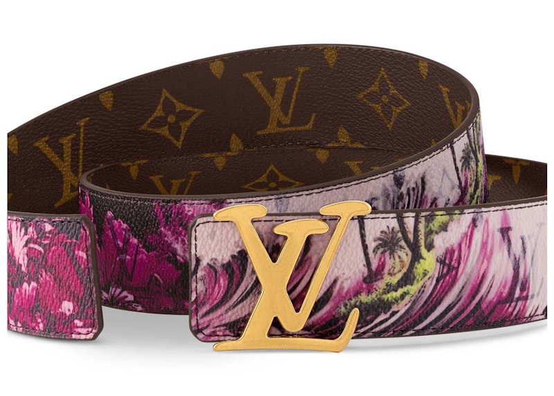 Louis Vuitton LV Tag 40mm Reversible Belt Pink in Canvas with Gold-tone ...
