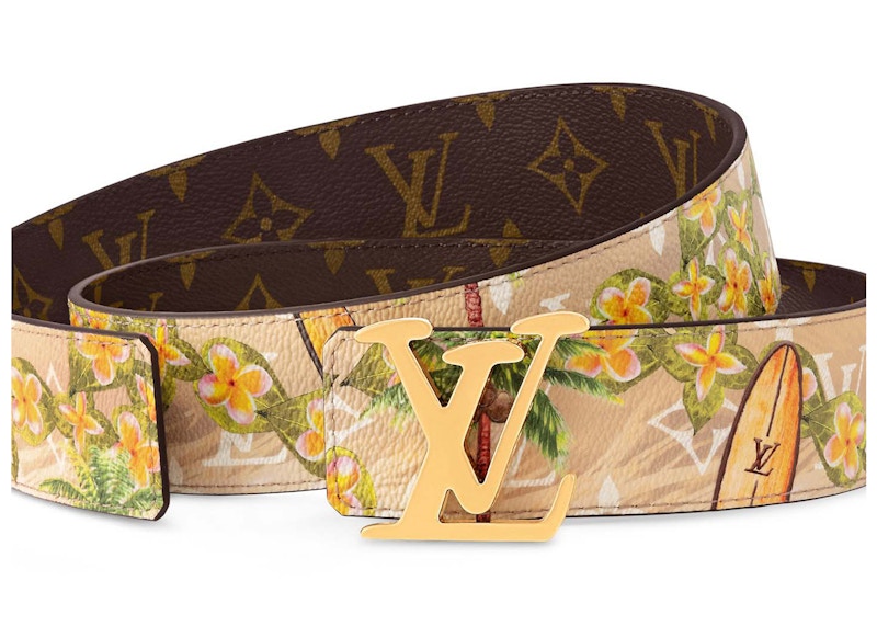 Louis Vuitton LV Tag 40mm Reversible Belt Sand in Canvas with Gold-tone ...