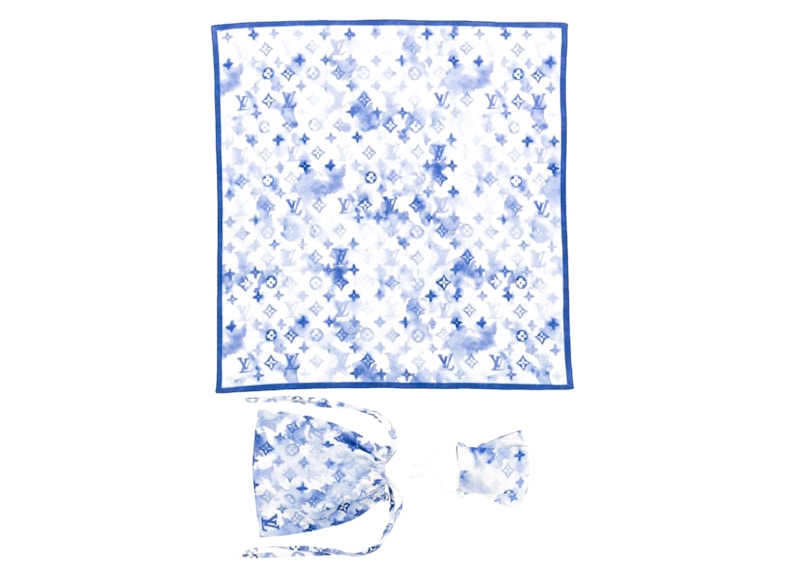 Louis Vuitton Mask and Bandana Set Watercolor Blue in Cotton - US