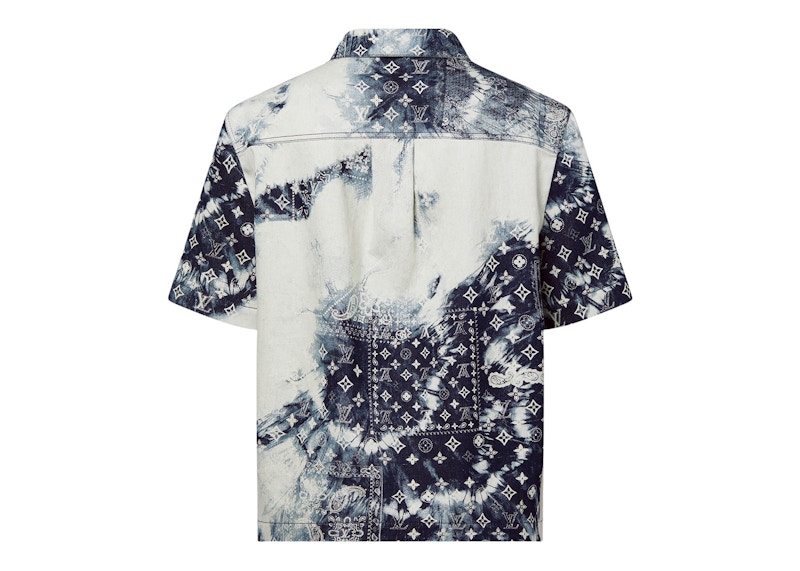 Louis Vuitton Monogram Bandana Short-Sleeved Denim Shirt Indigo/White ...