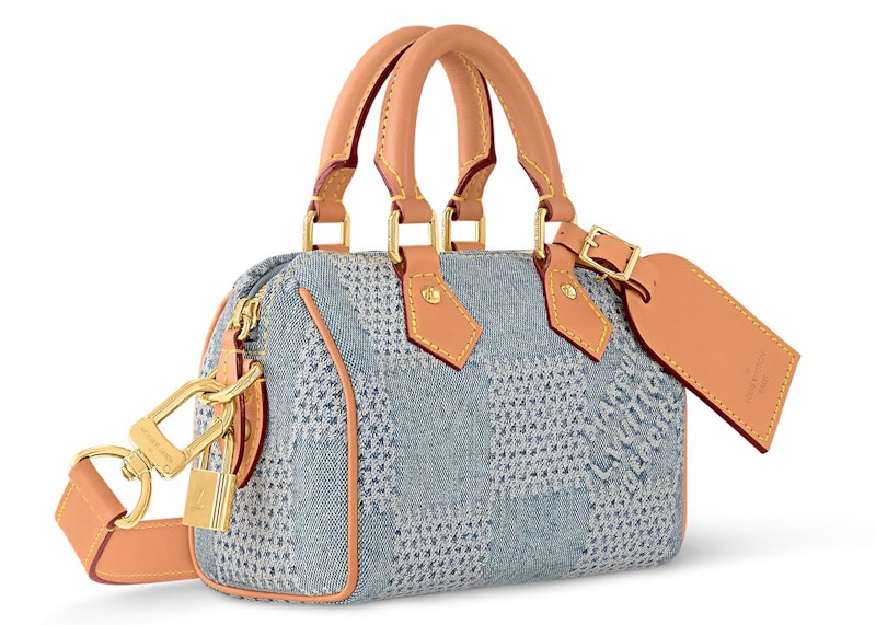 Louis Vuitton Speedy 18 Bandouliere Damier Denim 3D Blue Denim in ...