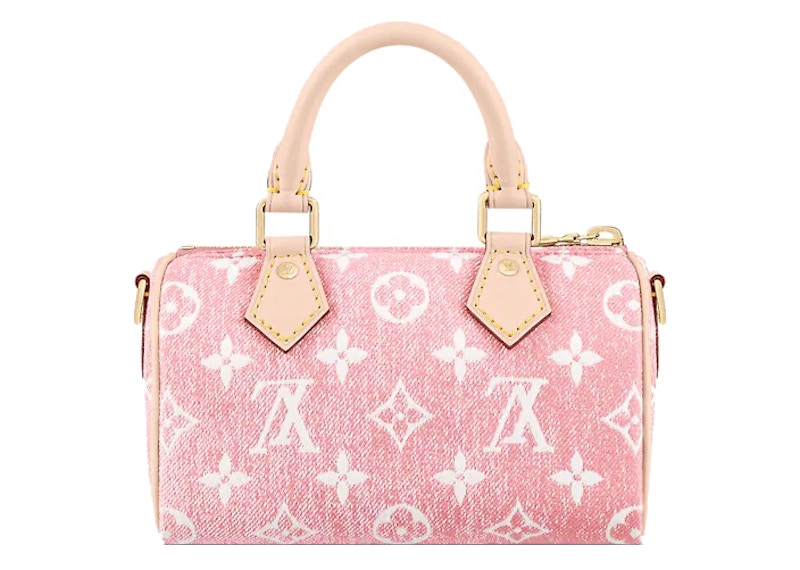 Louis Vuitton Nano Speedy Denim Jacquard Pink in Denim/Calfskin Leather ...