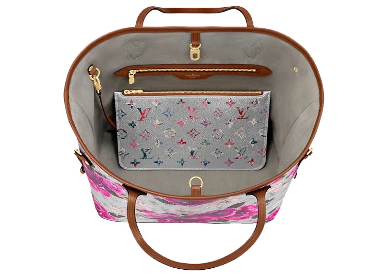 Louis Vuitton Neverfull MM Floral Pattern Silver in Coated Canvas ...