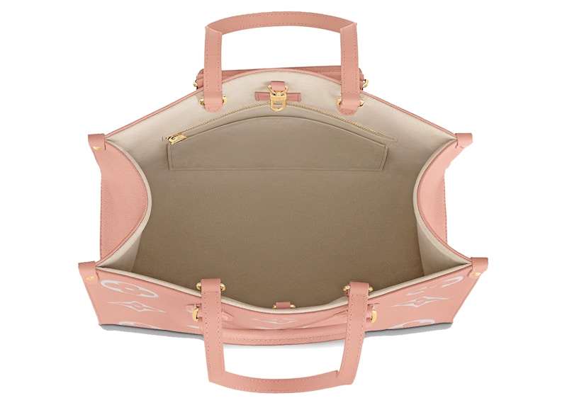 Louis Vuitton Onthego MM Trianon Pink/Cream in Grained Cowhide Leather ...