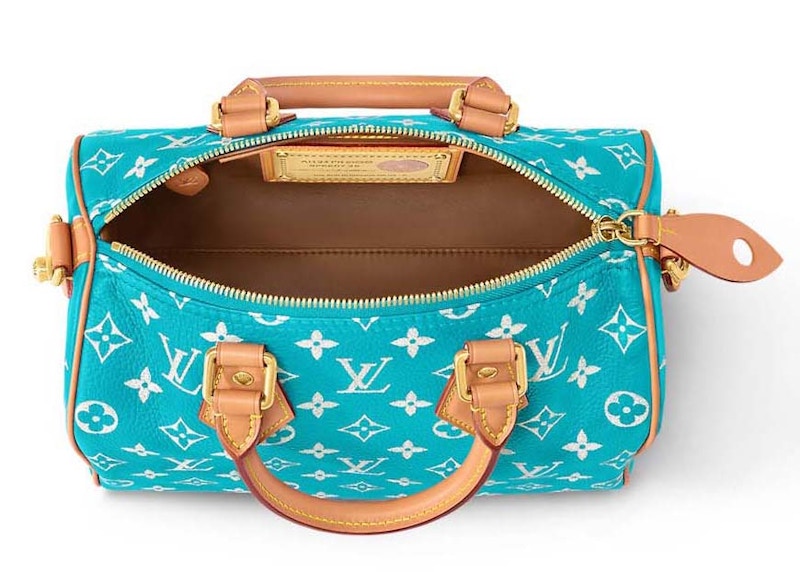 Louis Vuitton Speedy P9 Bandouliere 25 Turquoise in Calfskin with Gold ...