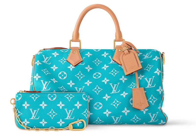 Louis Vuitton Speedy P9 Bandouliere 40 Turquoise in Calfskin with Gold ...