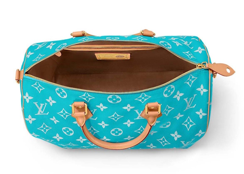 Louis Vuitton Speedy P9 Bandouliere 50 Turquoise in Calfskin with Gold ...