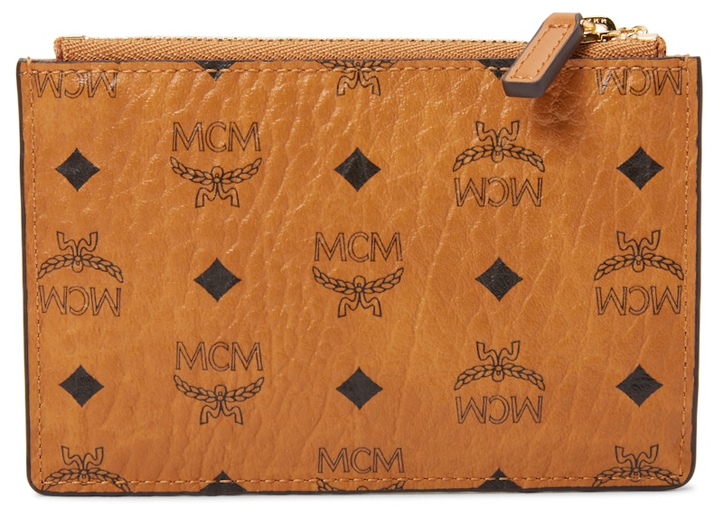 MCM Key Pouch Visetos Mini Cognac in Coated Canvas with Gold-tone - GB
