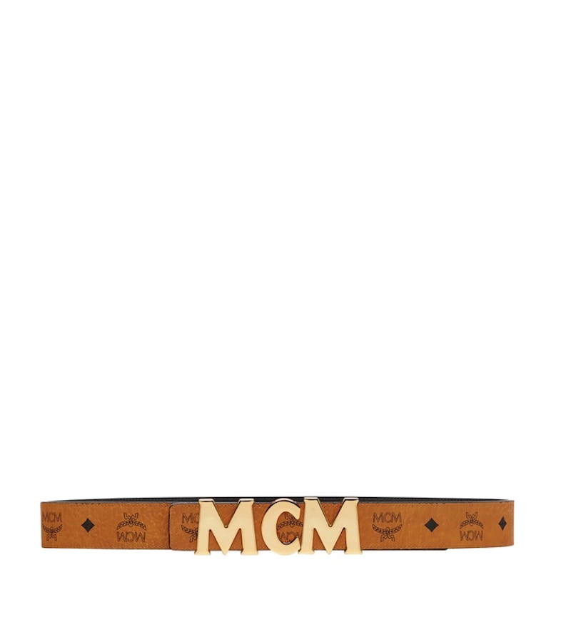 MCM Letter Belt Visetos 1.5W 47In/120Cm Cognac in Coated Canvas with ...
