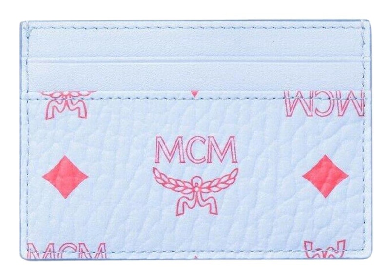 MCM Spectrum Diamond Visetos Card Case Light Blue in Leather - US