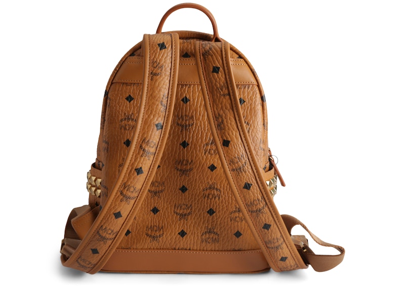 MCM Stark Backpack Visetos Side Studs Small Cognac in Coated Canvas ...