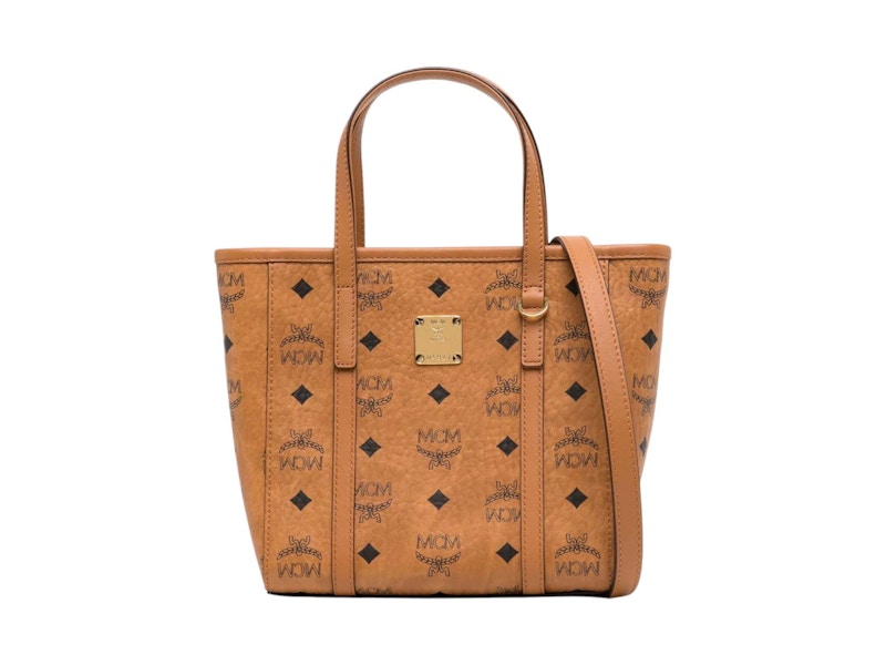 MCM Toni Vi Mini Shopper Cognac in Canvas - US