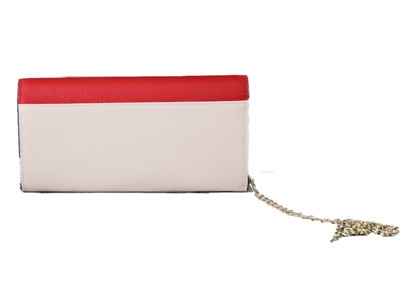 MCM Two-Fold Flap Colorblock Chain Crossbody Wallet Large Cognac/Red in ...