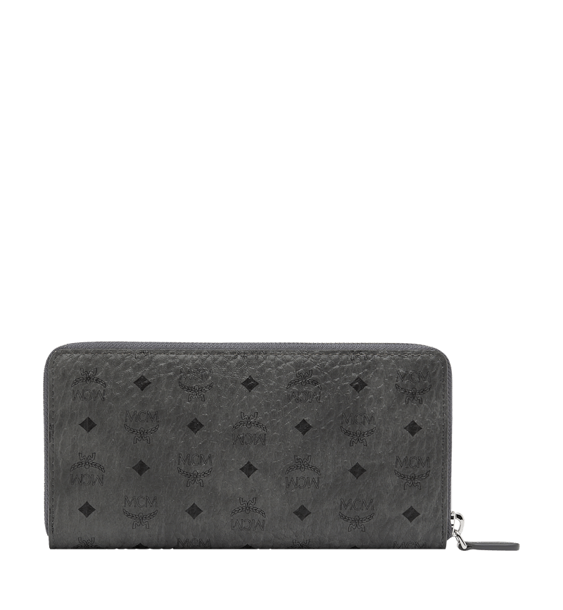 MCM Zip Around Wallet Monogram Visetos Original Large Phantom Grey in ...