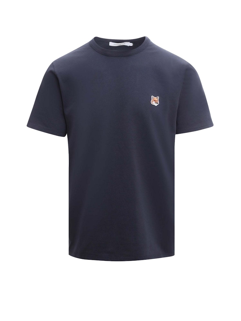 Maison Kitsune Man Cotton Iconic Patch T-Shirt Blue Men's - US
