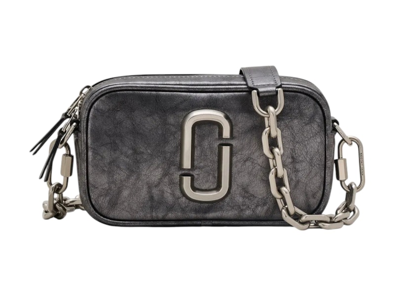 Marc Jacobs The Metallic Distressed Bag Dark Grey in Leather - US