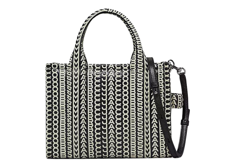 Marc Jacobs The Monogram Leather Small Tote Black/White in Lambskin ...