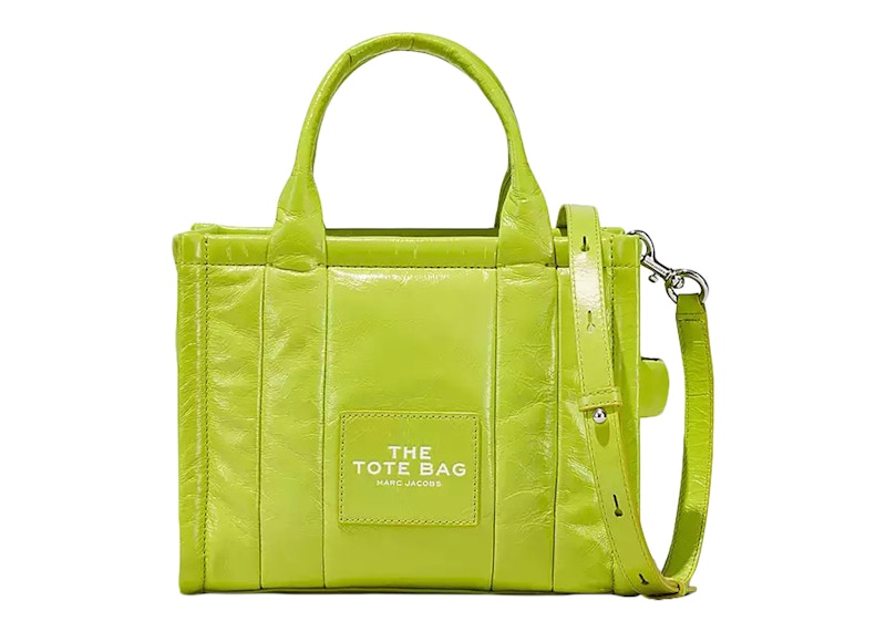 Marc Jacobs The Shiny Crinkle Small Tote Acid Lime in Lambskin Leather ...