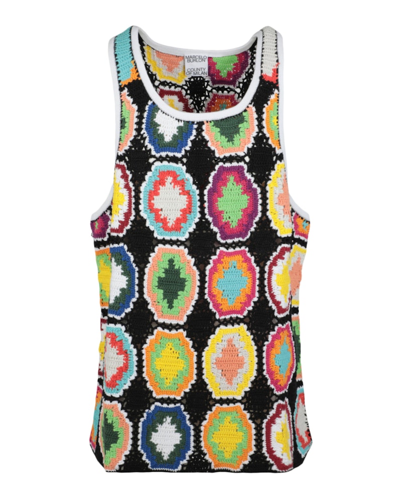 Marcelo Burlon Macrame Cross Knit Tank Top Multi Men's - US