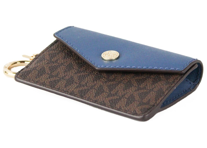 Michael Kors Kala Signature Flap Key Ring Card Case Small Dark Chambray ...