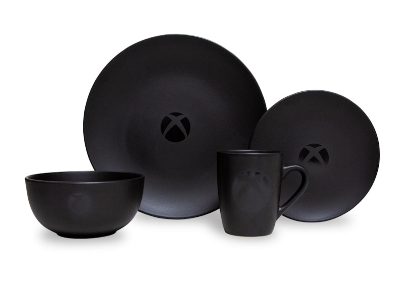 Microsoft Xbox Logo 8-Piece Ceramic Dinnerwear Set Black - US