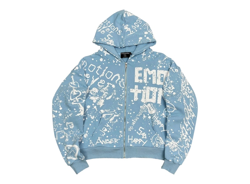 Mixed Emotions Graffiti Hoodie Blue Men's - SS26 - US