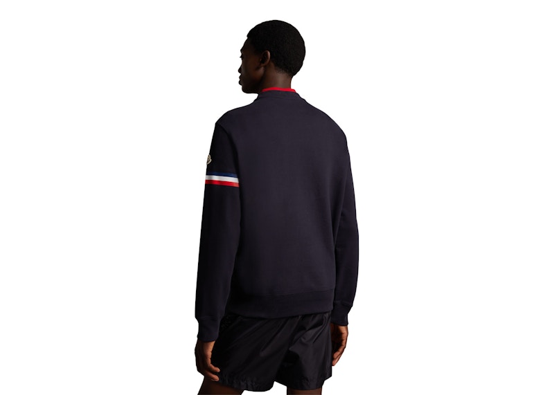 Moncler Embossed Rubberized Logo Lettering Sweatshirt Navy Blue Men's - US