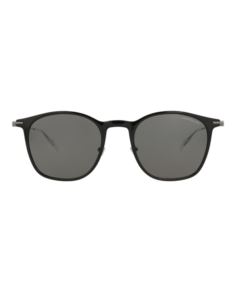 Montblanc Round-Frame Injection Sunglasses Black Ruthenium Grey ...