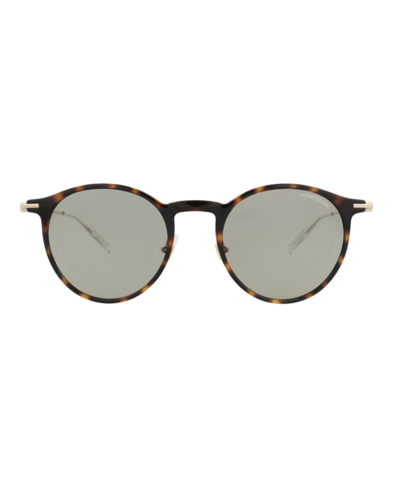 Montblanc Round-Frame Injection Sunglasses Havana Gold Green (MB0097S ...