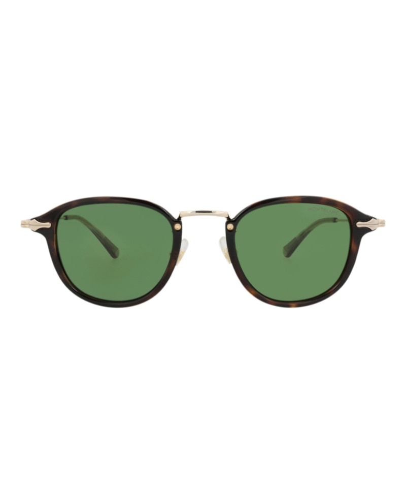 Montblanc Round-Frame Injection Sunglasses Havana Gold Green (MB0336S ...