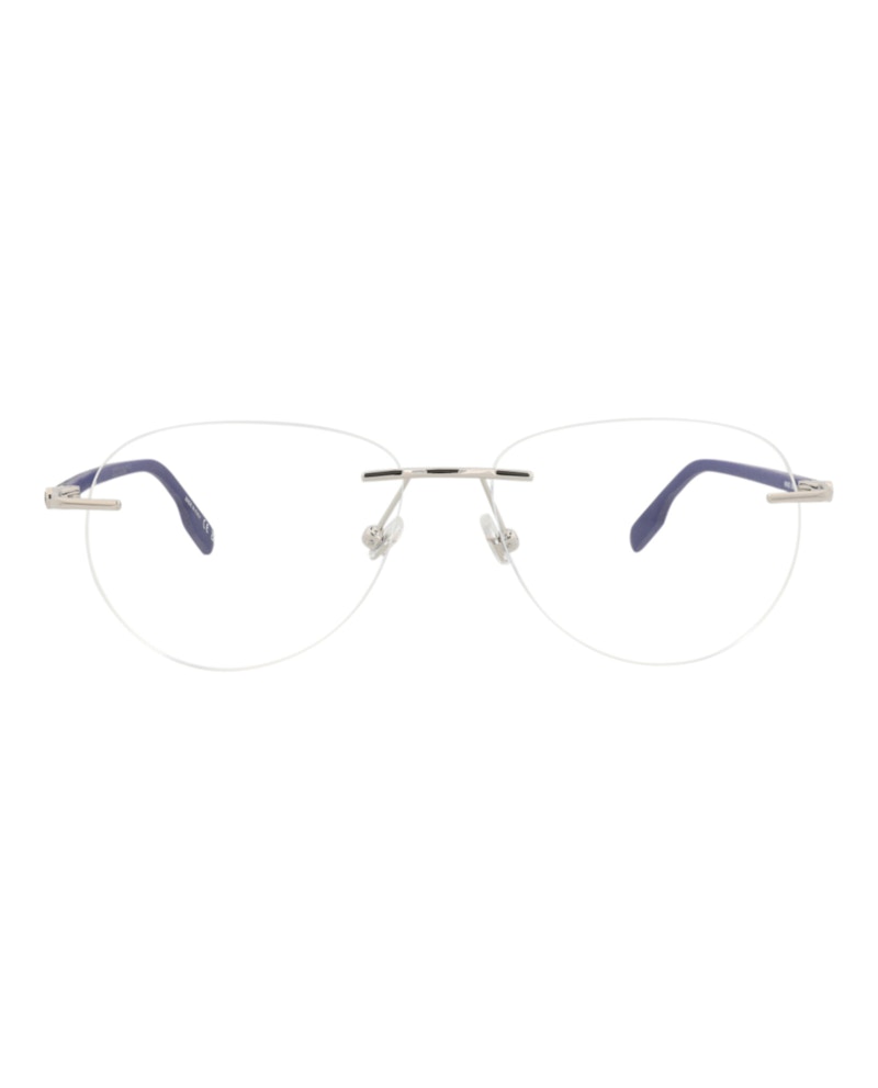 Montblanc Round-Frame Metal Optical Frames Silver Blue Transparent ...