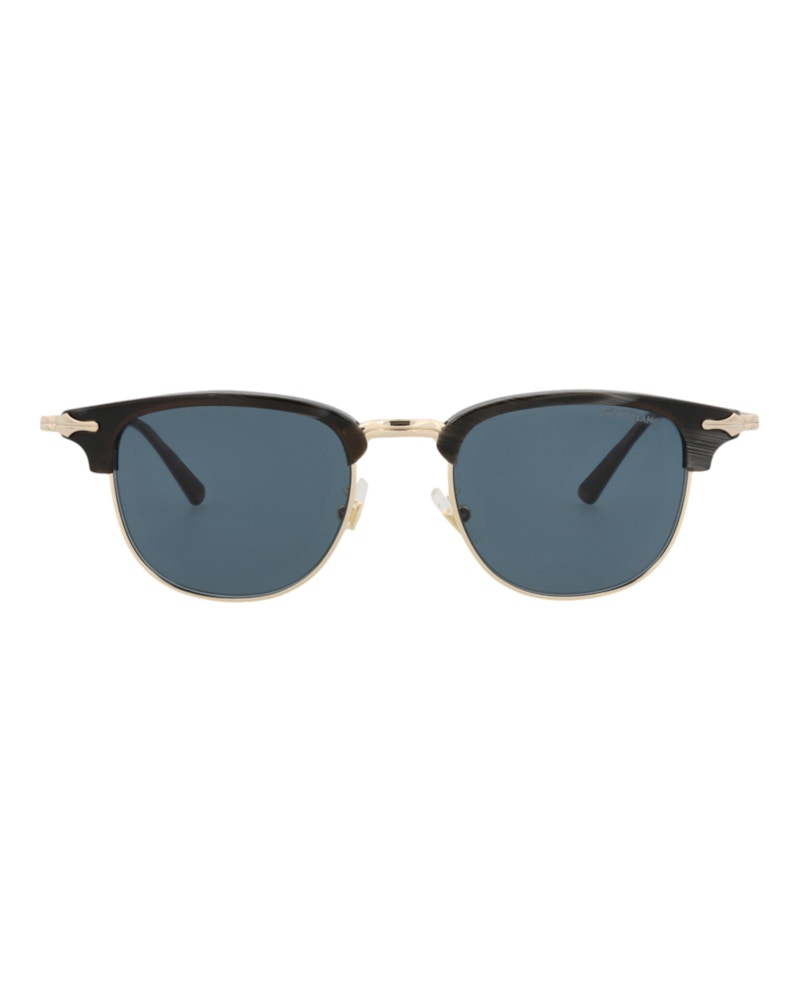 Montblanc Square-Frame Metal Sunglasses Grey Gold Blue (MB0364S ...