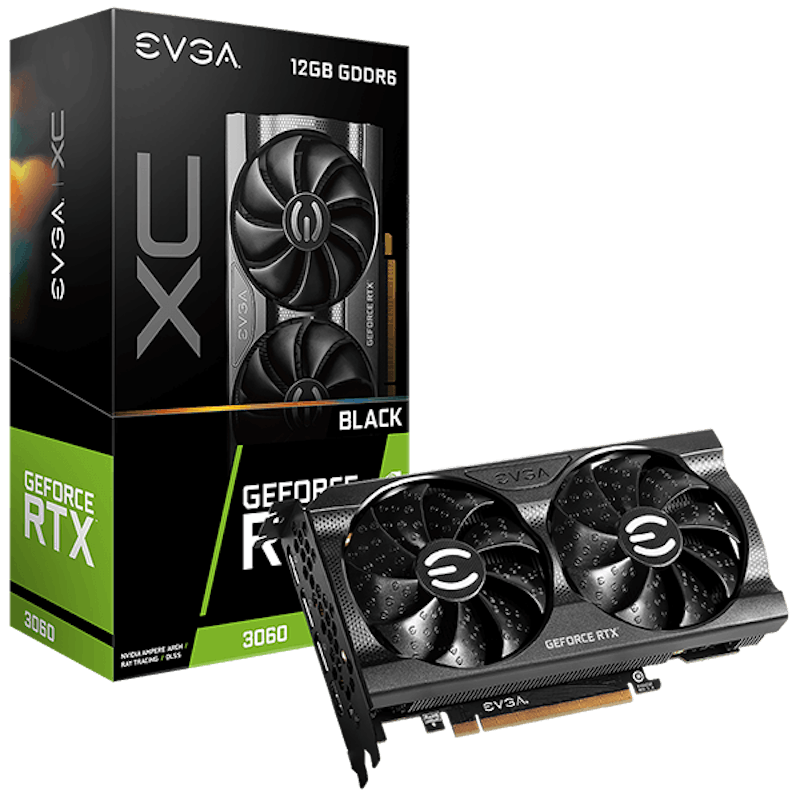NVIDIA EVGA GeForce RTX 3060 12GB XC BLACK GAMING Graphics Card (12G-P5 ...