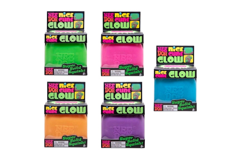 NeeDoh Nice Cube Glow Squishy Fidget Toy 5x Lot Pink/Orange/Purple ...