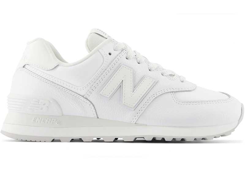 New Balance 574 Triple White Leather (Women's) Trainers - WL574IM2 - GB