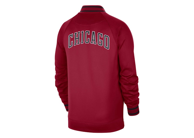 Nike NBA Chicago Bulls Showtime City Edition Dri-Fit Jacket Dark Red ...