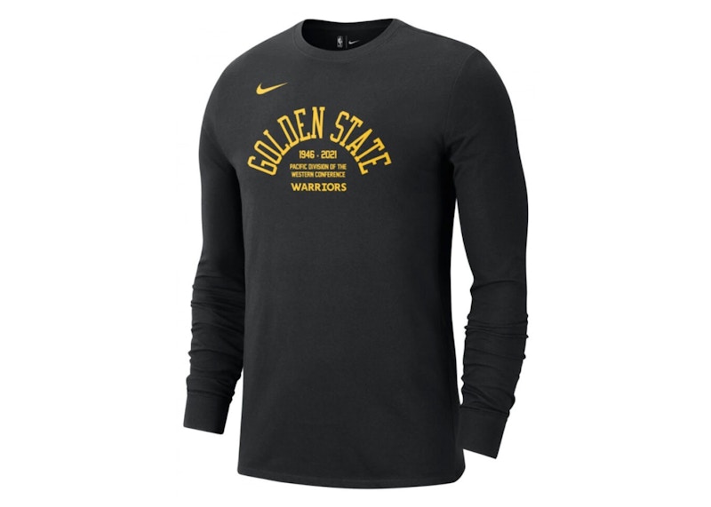 Nike NBA Golden State Warriors L/S T-shirt Black/Yellow Men's - SS24 - US