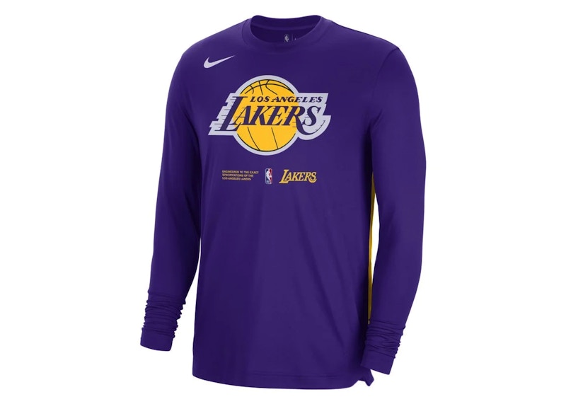 Nike NBA Los Angeles Lakers Dri-Fit Loose Fit L/S T-shirt Purple Men's ...