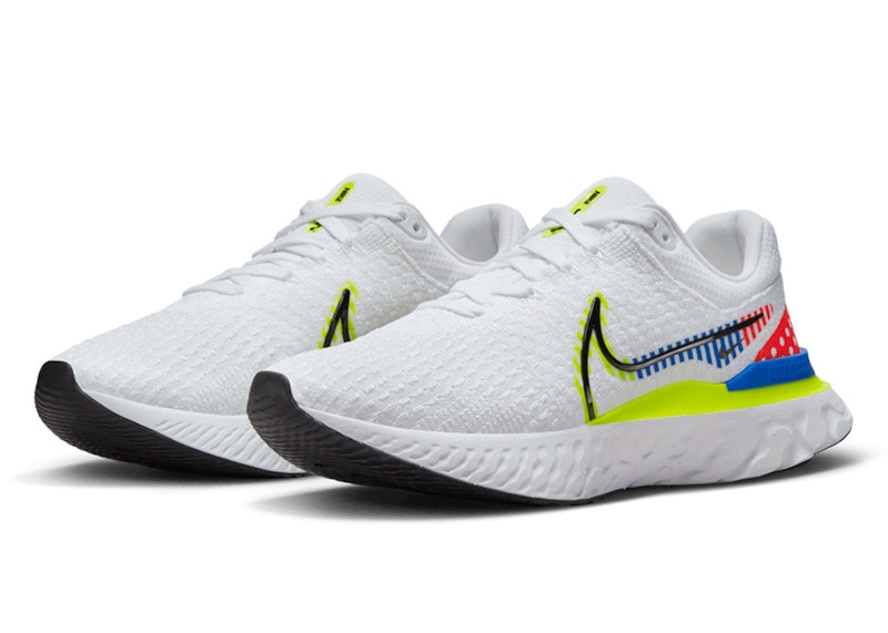 Nike React Infinity Run Flyknit 3 Premium White Volt Racer Blue Men's ...