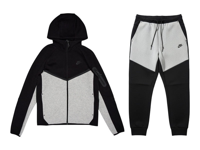 Nike Tech Fleece Windrunner Full Zip Hoodie & Jogger Set Dark Grey ...