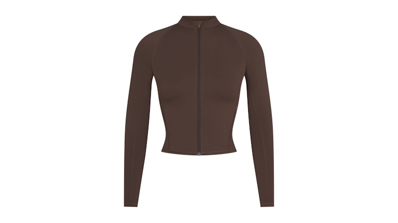 Nike x SKIMS Women's Matte Mock Neck Full Zip Jacket Dark Sepia - US